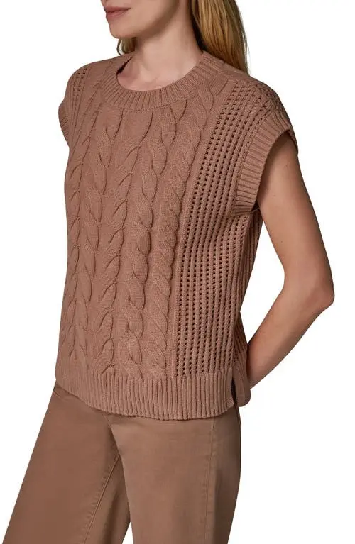 Donna Karan New York Boxy Cable Knit Sleeveless Sweater