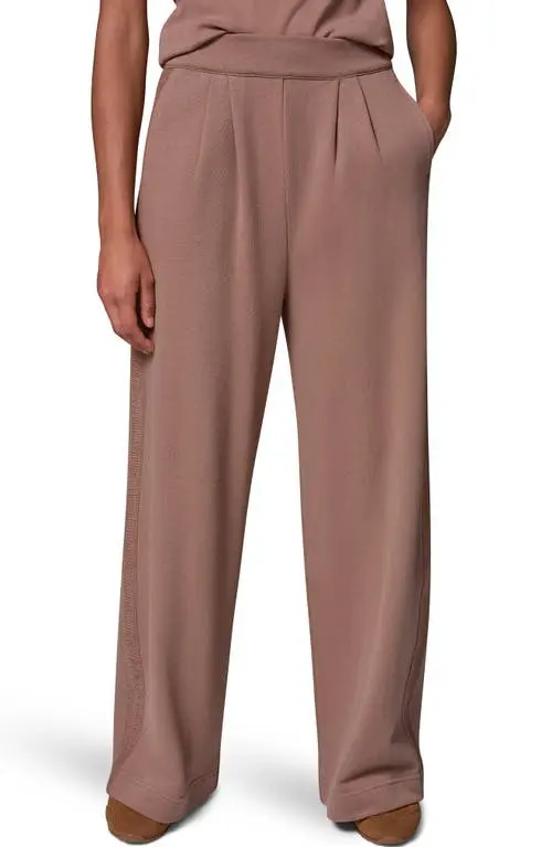 Donna Karan New York High Waist Wide Leg French Terry Pants - Camel