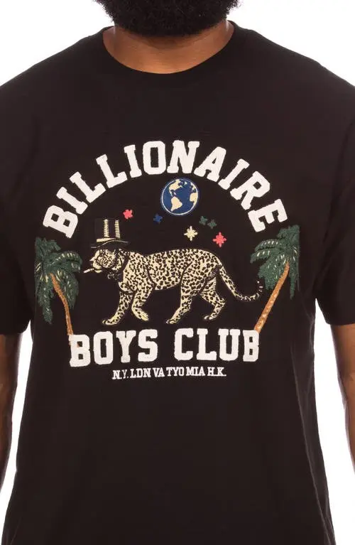 BILLIONAIRE BOYS CLUB Leopard Embroidered Appliqué Cotton T-shirt