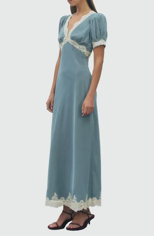 MAUDE CLUB Sabrina Lace Trim Maxi Dress