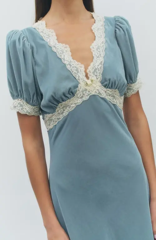 MAUDE CLUB Sabrina Lace Trim Maxi Dress