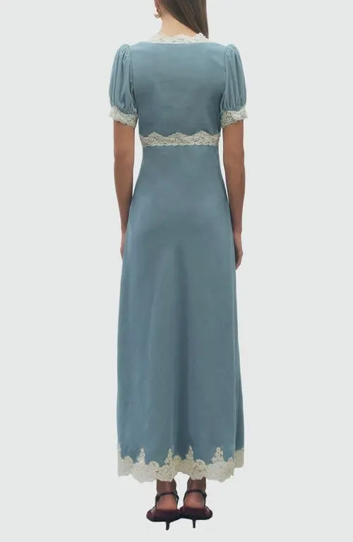 MAUDE CLUB Sabrina Lace Trim Maxi Dress