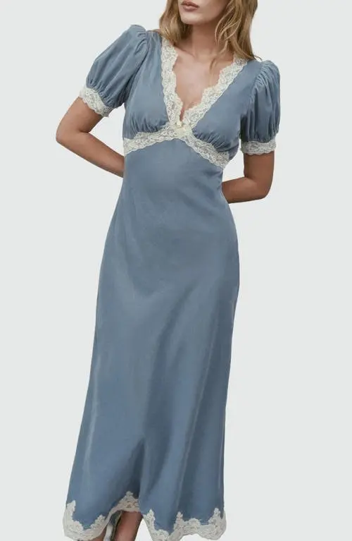MAUDE CLUB Sabrina Lace Trim Maxi Dress