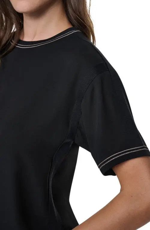 Dkny Contrast Stitch Dolman Sleeve Mixed Media Top