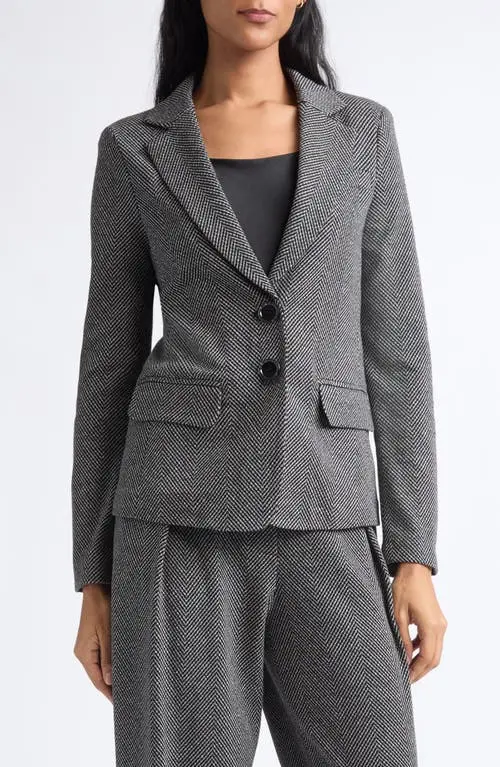 Emporio Armani Chevron Jacquard Jersey Blazer - Solid Black