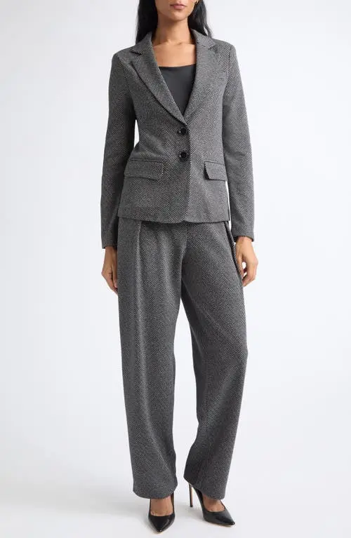Emporio Armani Chevron Jacquard Jersey Blazer - Solid Black