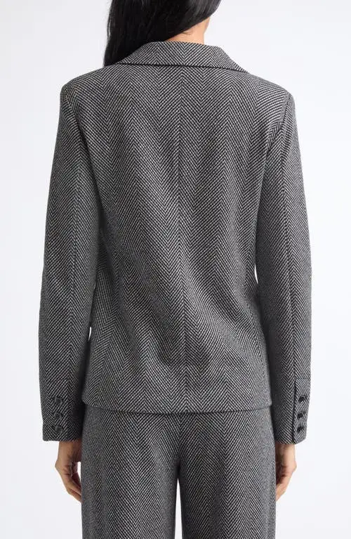Emporio Armani Chevron Jacquard Jersey Blazer - Solid Black