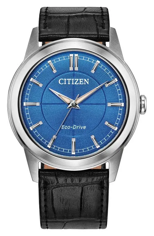 Citizen Rolan Leather Strap Eco-drive Watch - Blue/black