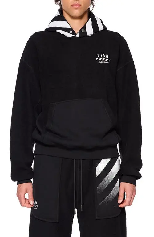 L/AB C/O OFF-WHITE Diagonal Stripe Hoodie - Black