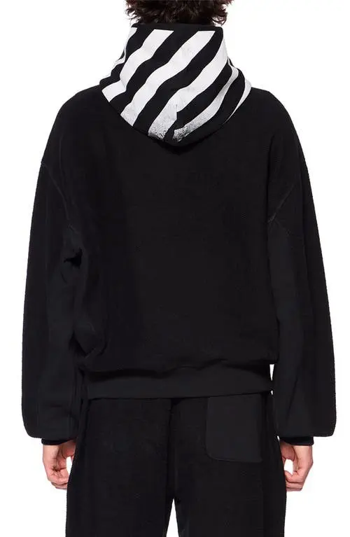 L/AB C/O OFF-WHITE Diagonal Stripe Hoodie - Black