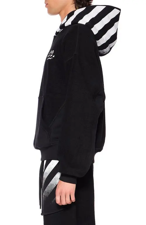 L/AB C/O OFF-WHITE Diagonal Stripe Hoodie - Black