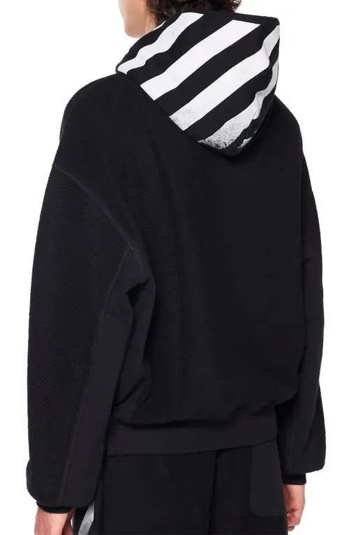 L/AB C/O OFF-WHITE Diagonal Stripe Hoodie - Black