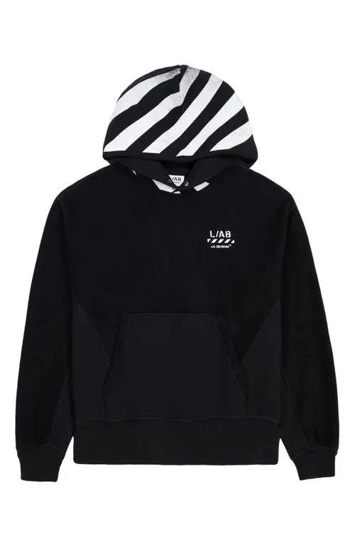 L/AB C/O OFF-WHITE Diagonal Stripe Hoodie - Black