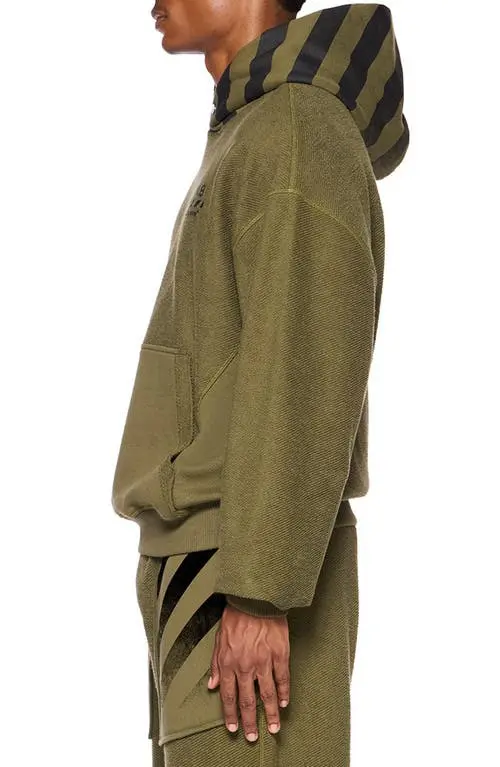 L/AB C/O OFF-WHITE Diagonal Stripe Hoodie - Winter Moss