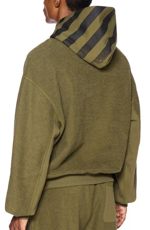 L/AB C/O OFF-WHITE Diagonal Stripe Hoodie - Winter Moss