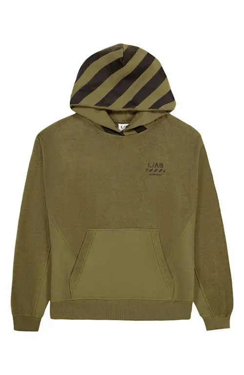 L/AB C/O OFF-WHITE Diagonal Stripe Hoodie - Winter Moss