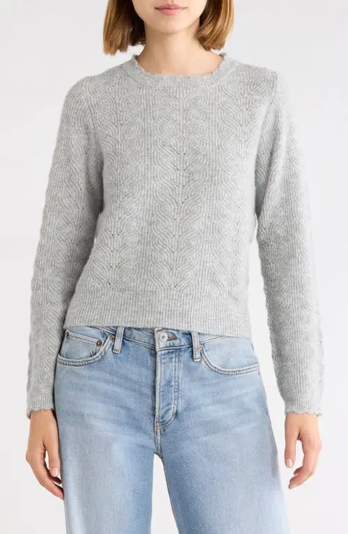 WAYF Rumi Pointelle Sweater - Heather Grey
