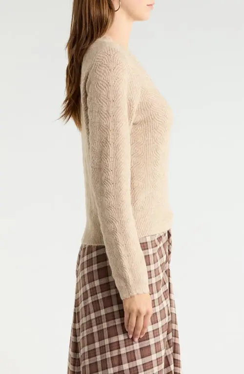 WAYF Rumi Pointelle Sweater - Oat Melange