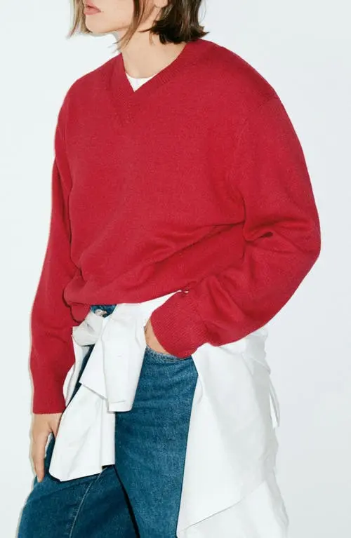 Mango Limoni V-neck Sweater - Red