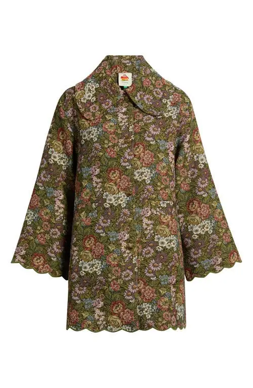 Farm Rio Flower Jacquard Trench Coat