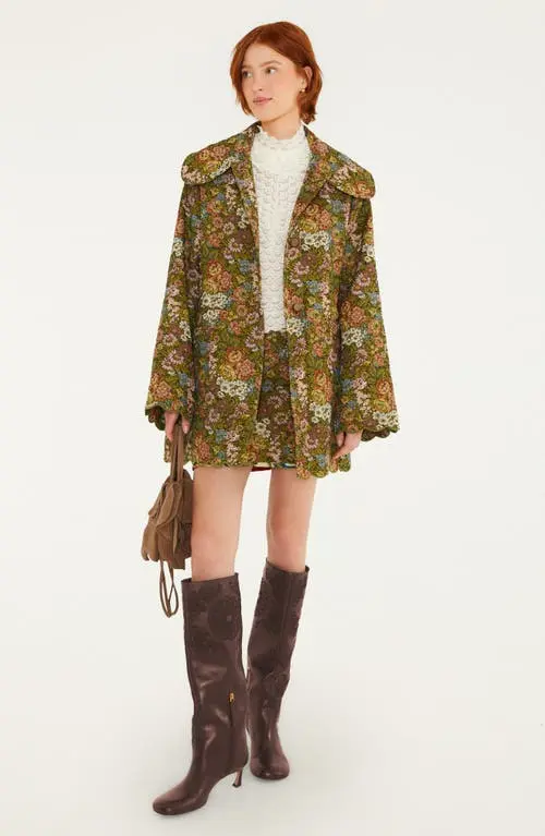 Farm Rio Flower Jacquard Trench Coat