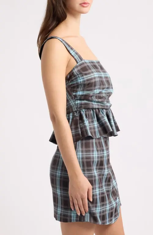 PETAL & PUP Alana Plaid Peplum Top