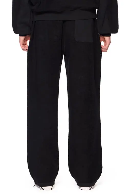 L/AB C/O OFF-WHITE Reverse Knit Wide Leg Sweatpants - Black