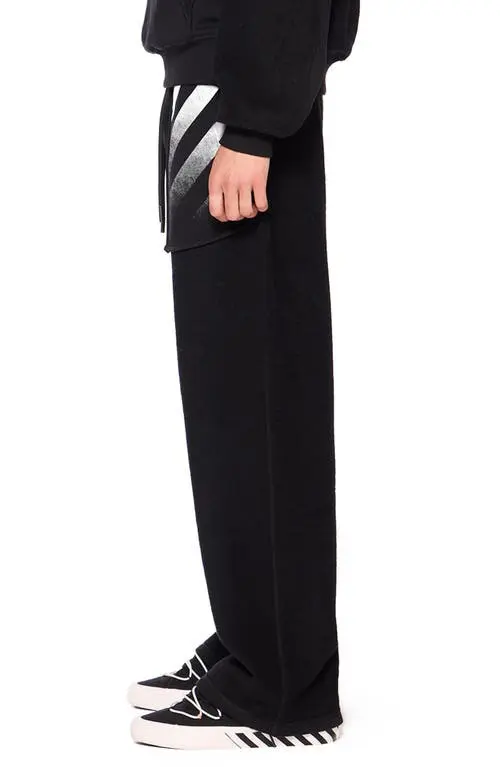 L/AB C/O OFF-WHITE Reverse Knit Wide Leg Sweatpants - Black