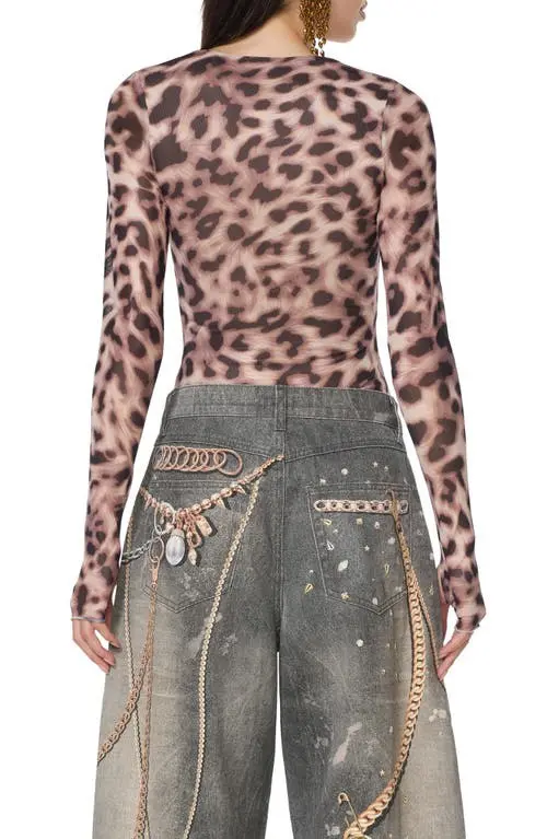 AFRM Ines Long Sleeve Top - Warmth Leopard