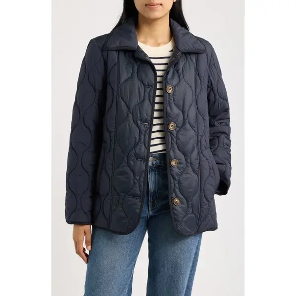 Bernardo Quilted Liner Jacket - Navy