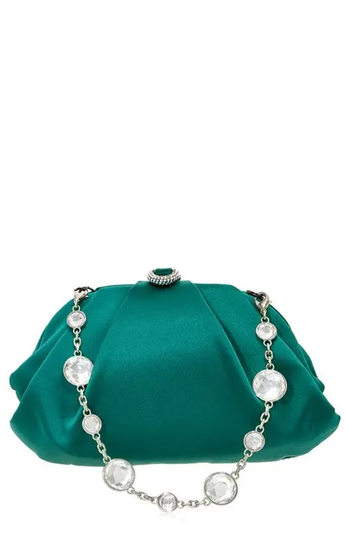 Judith Leiber Gemma Satin Clutch - Silver Emerald