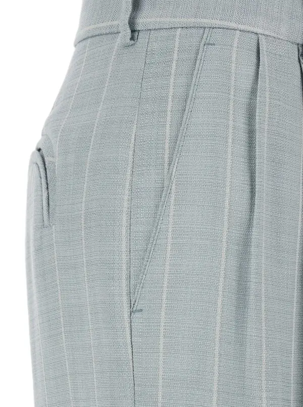 BLAZÉ MILANO Light Blue Trousers With Striped Motif In Viscose