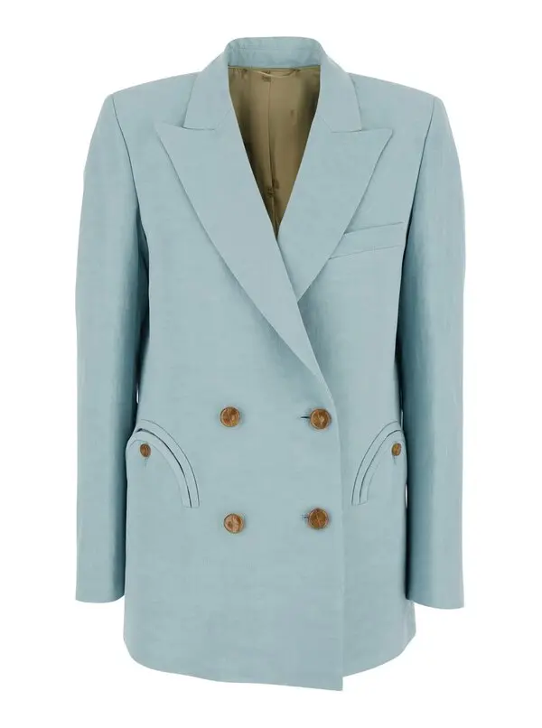 BLAZÉ MILANO Light Jacket With Peak Lapels In Silk Blend - Blue