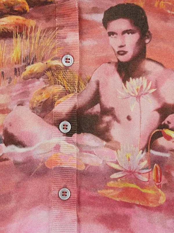 Versace Cardigan 'naturist Print' With Natural Silk Print For - Multicolor