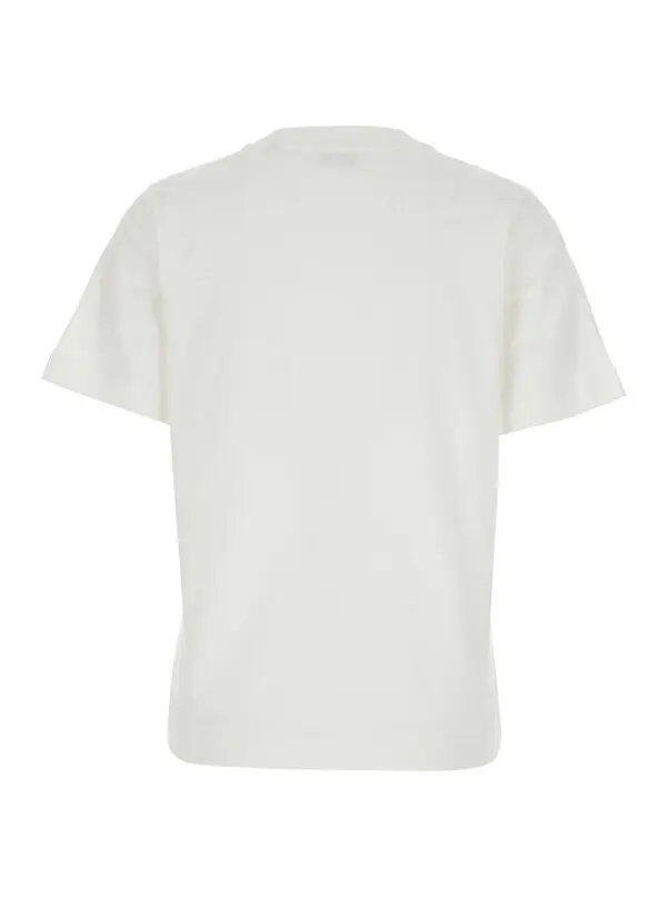 Burberry White Crew Neck T-shirt With Logo Lettering On The Front In Cotton For - Multicolor