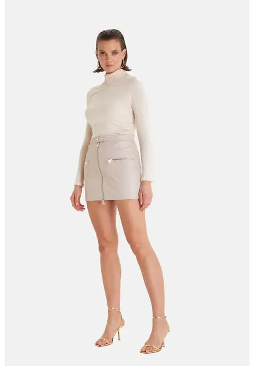 FURNIQ UK Leather Fashion Skirt