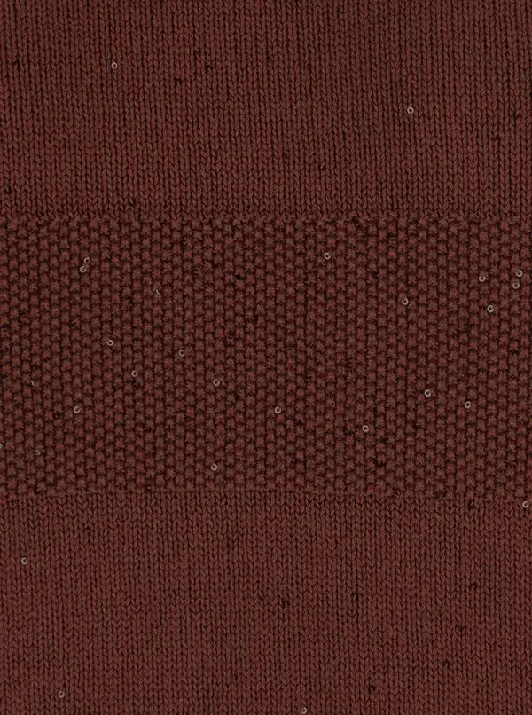 Brunello Cucinelli Brown Crewneck Sweater With Net Knit In Cotton Blend For - Multicolor
