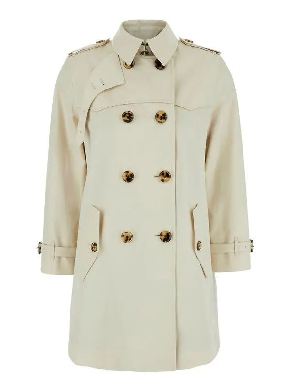 Burberry Summerside' Beige Trench Coat With Classic Collar And Ekd Patch On The Back In Cotton For - Multicolor