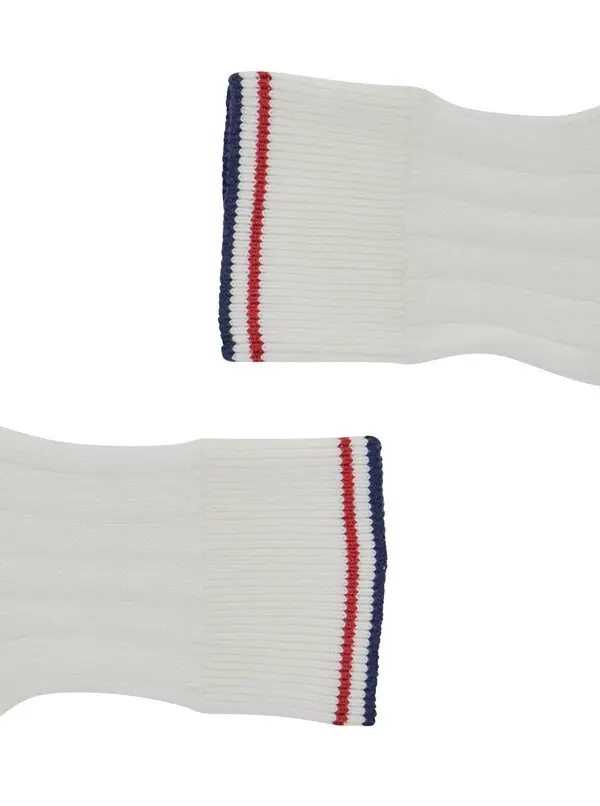 Brunello Cucinelli White Socks With Striped Detail And Ribbed Knit In Cotton For - Multicolor