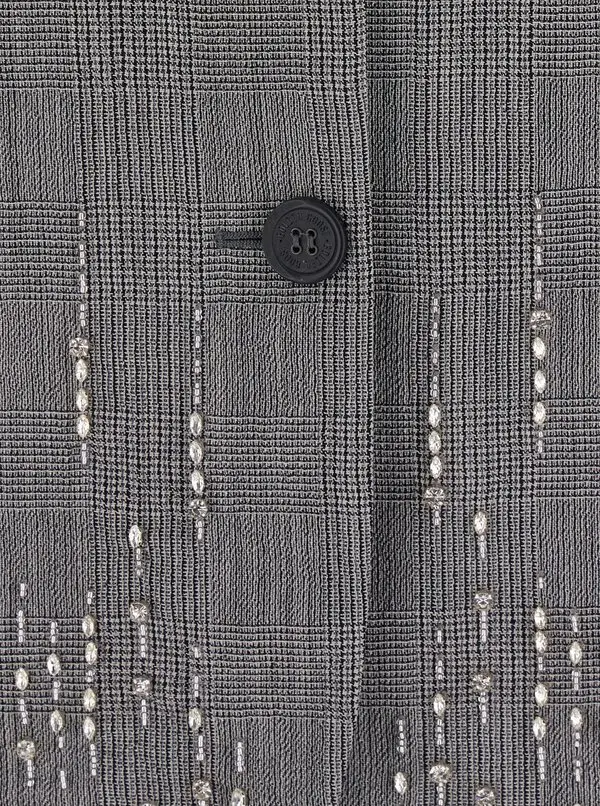 GOLDEN GOOSE Grey Single-breasted Jacket With Notched Revers And Check Motif All-over In Virgin Wool For - Multicolor