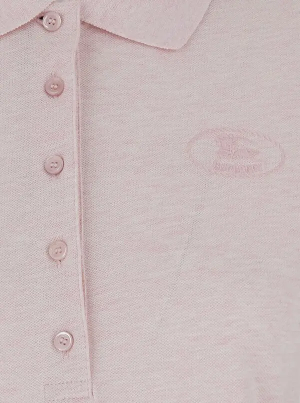 Burberry Pink Dress With Polo Collar And Front Logo In Cotton For - Multicolor