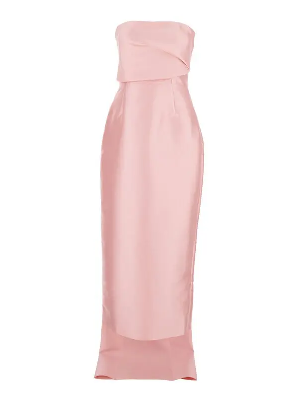 Solace London Kiki Midaxi Dress Pink Long Dress With V-neck And Pleated Details In Polyester