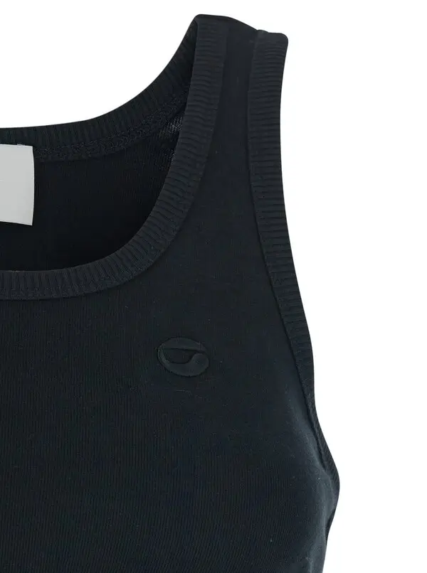 Coperni Sleeveless Top With Spiral Cut-out Design And Logo Embroidery On The Front In Black Cotton For - Multicolor
