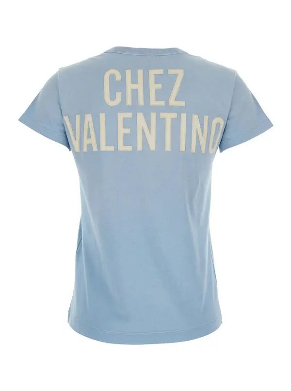 Valentino Garavani T-shirt With Maxi Logo On Front And Back In Cotton Jersey For - Blue