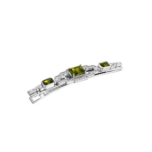 RETRO CHIC Silver / Green Hope Corner Clip - Silver/green