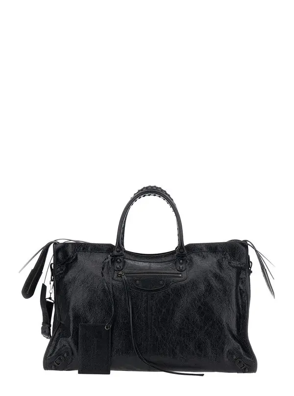 Balenciaga Le City Travel' Black Handbag With Adjustable And Removable Shoulder Strap And Front Zip Pocket In Leather For - Multicolor