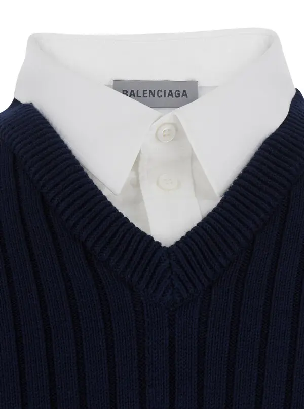 Balenciaga Cotton Hybrid Ribs Shirt Knit - Multicolor