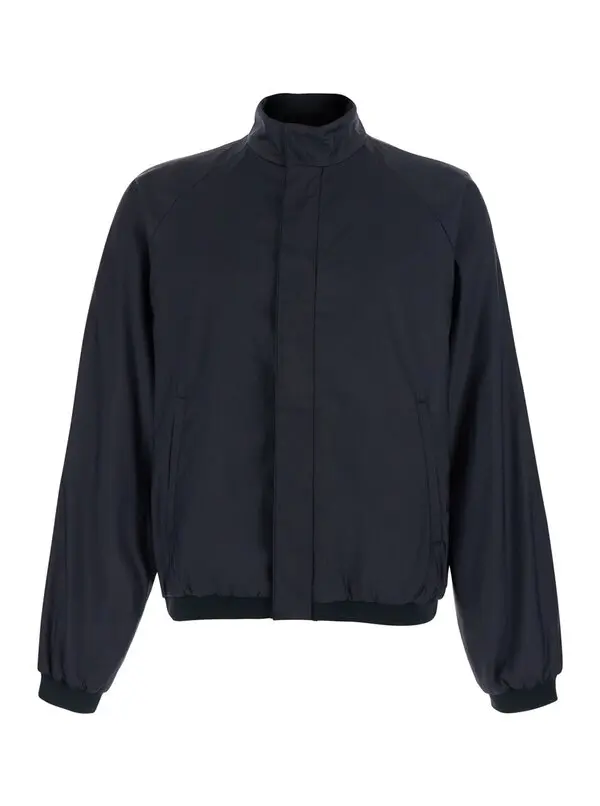 Gucci Black Jacket With High Collar And Hidden Web Stripe On The Closure In Tech Fabric - Multicolor
