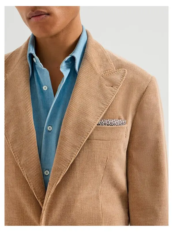 Brunello Cucinelli Pocket Square With Chevron Motif And Geometric Print In Silk For - Multicolor