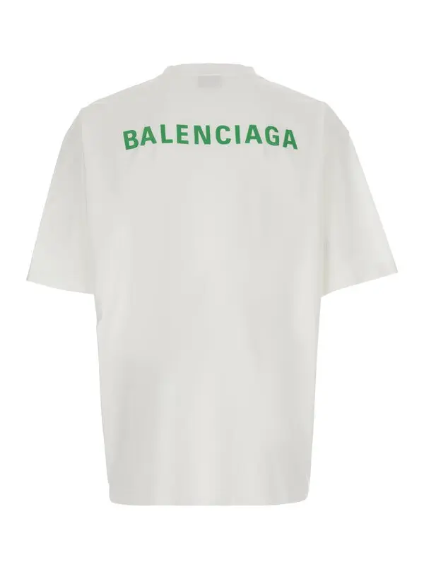 Balenciaga Crew-neck T-shirt With Logo Lettering On Front And Back In Cotton For - White